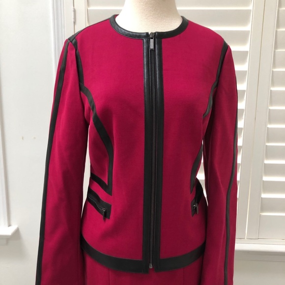 Carlisle | Other | Raspberry Pink Suit With Leather Trim | Poshmark
